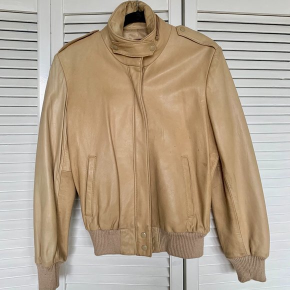 Ocean West | Jackets & Coats | Vintage Ocean West Cream Leather Jacket ...